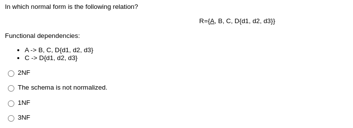 Solved In which normal form is the following relation? | Chegg.com
