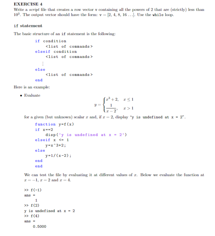 PLEASE SOLVE THESE 2 EXERCISES IN MATLABNEED ASAP | Chegg.com