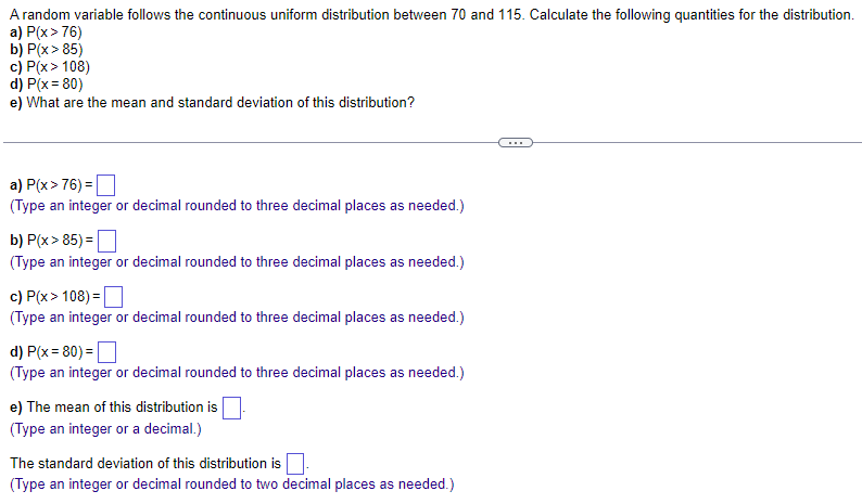 Solved A random variable follows the continuous uniform | Chegg.com