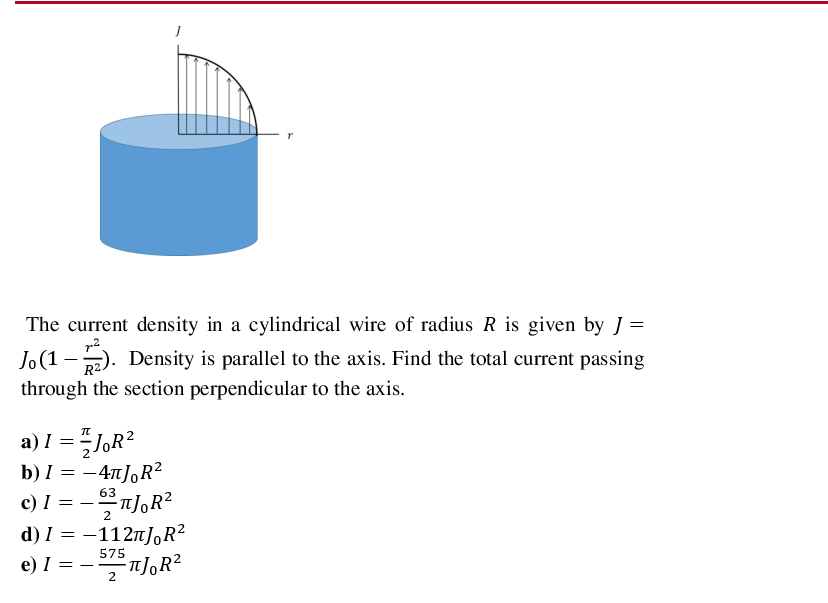 Solved The current density in a cylindrical wire of radius R | Chegg.com
