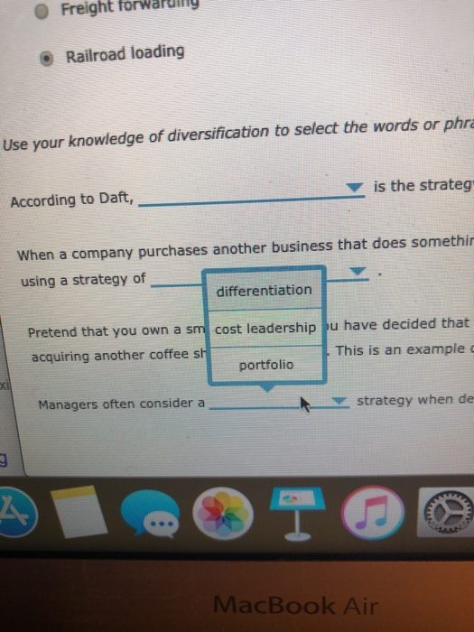 Solved Use your knowledge of diversification to select the | Chegg.com