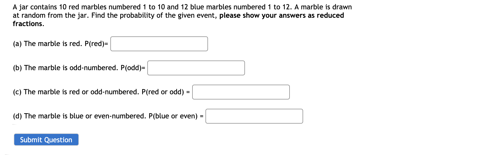 Solved A jar contains 10 red marbles numbered 1 to 10 and 12 | Chegg.com