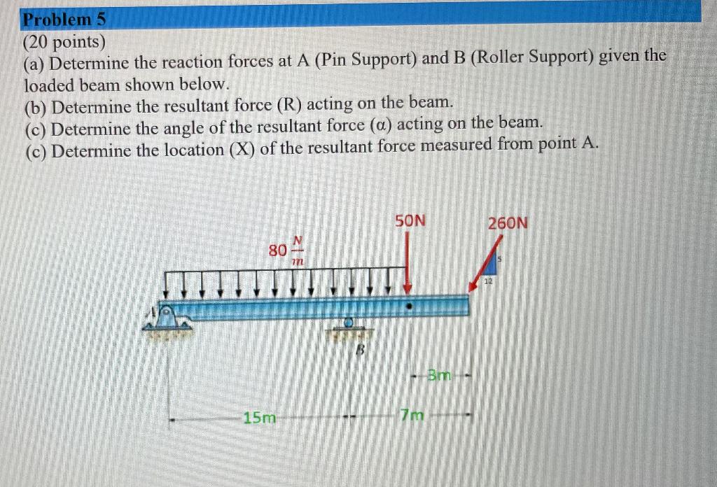 [Solved]: Problem 5 (20 points) (a) Determine the reaction