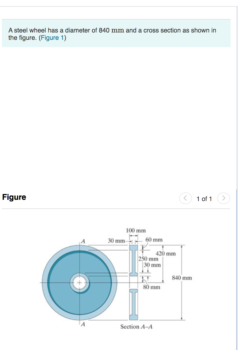 Solved A steel wheel has a diameter of 840 mm and a cross | Chegg.com