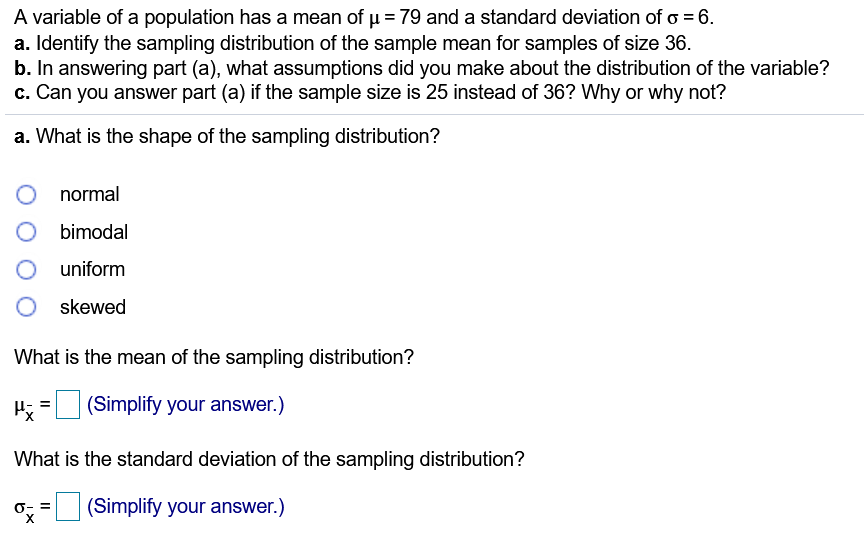 Solved A variable of a population has a mean of u = 79 and a | Chegg.com