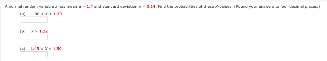 Solved A normal random variable x has mean μ=1.7 and | Chegg.com