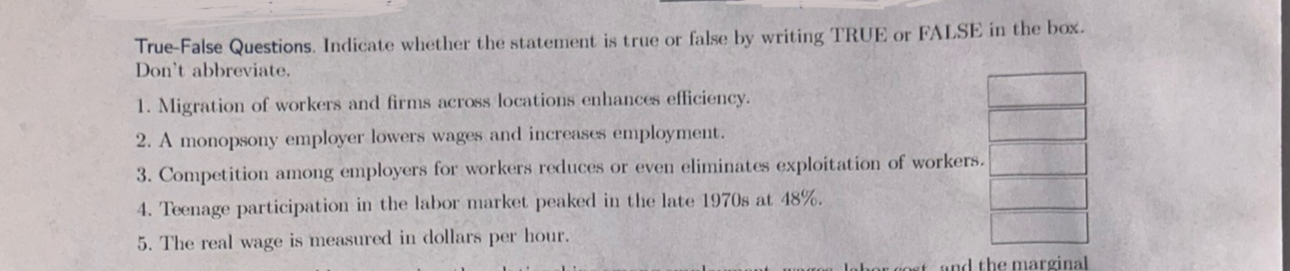 Solved True-False Questions. Indicate whether the statement | Chegg.com