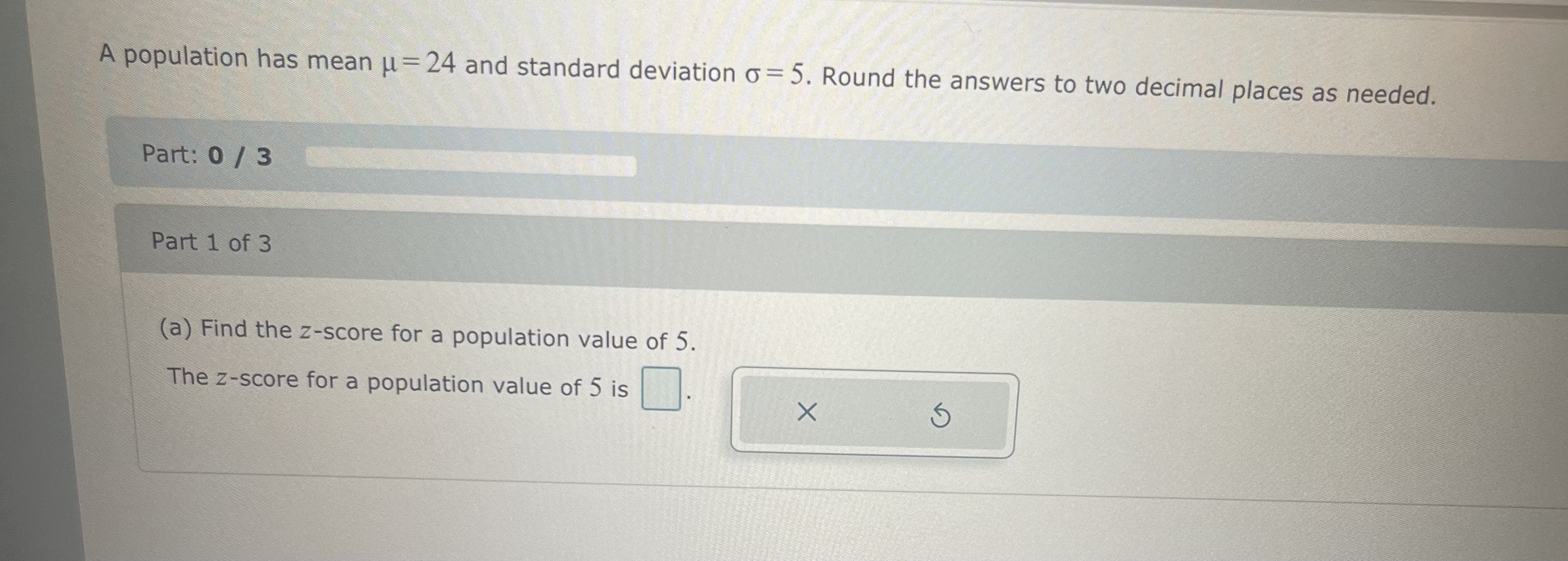 Solved A population has mean μ=24 and standard deviation | Chegg.com