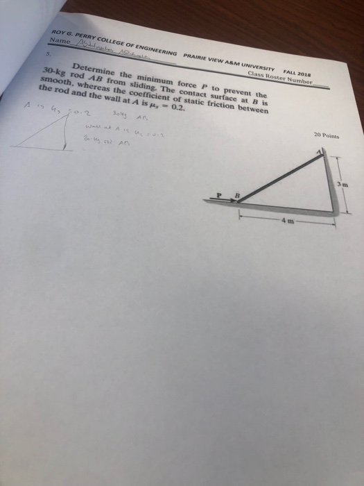 Solved ROY G. PERRY COLLEGE OF ENGINEERING Name As PRAIRIE | Chegg.com