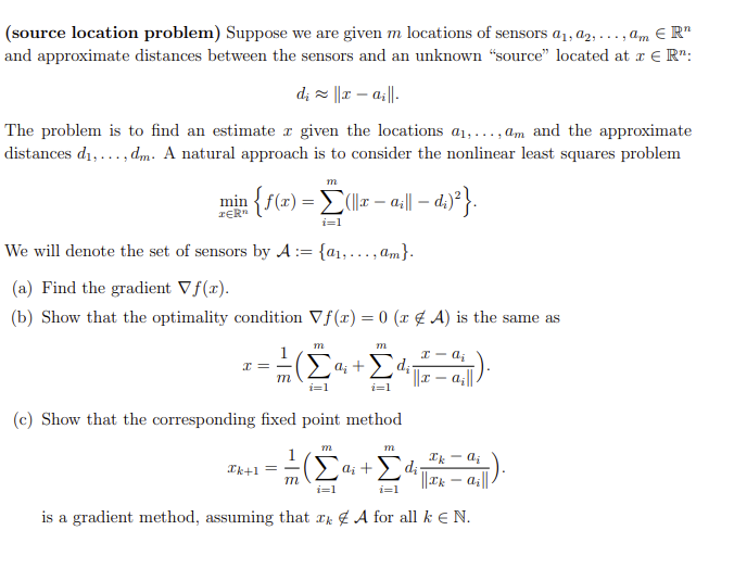 (source location problem) Suppose we are given m | Chegg.com