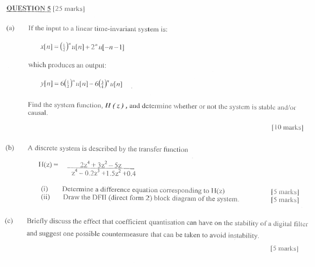 Solved QUESTION 5 25 marks] (a) If the input to a linear | Chegg.com