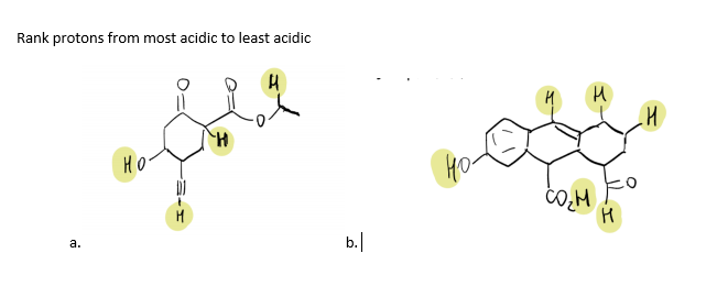 Solved Rank protons from most acidic to least acidic A M M | Chegg.com