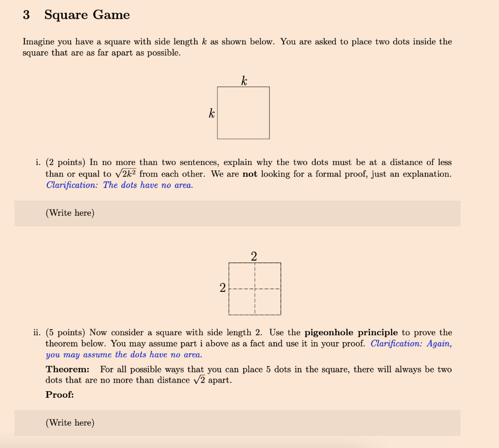 Solved 3 Square Game Imagine you have a square with side | Chegg.com