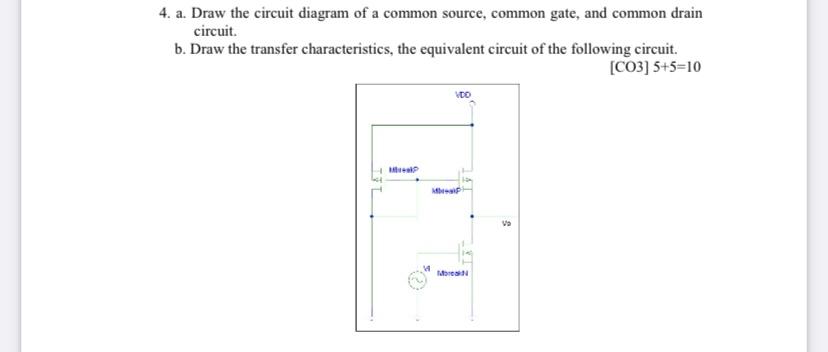 Solved 4. a. Draw the circuit diagram of a common source, | Chegg.com