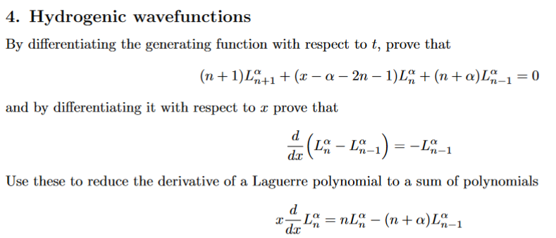 Solved 4. Hydrogenic wavefunctions By differentiating the | Chegg.com