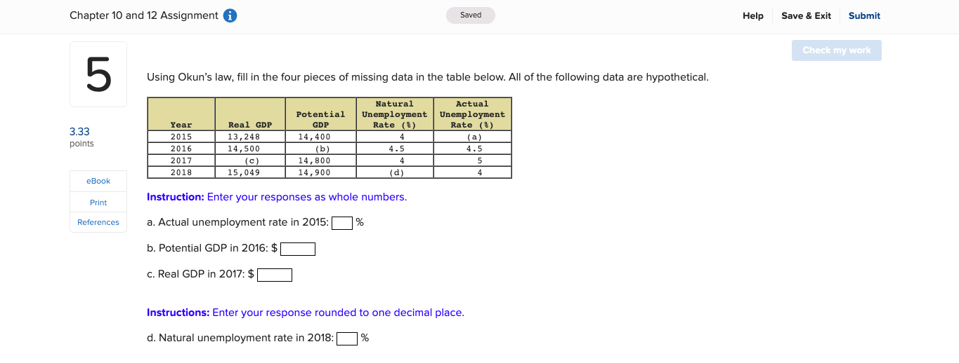 Solved Chapter 10 and 12 Assignment Saved Help Save & Exit | Chegg.com