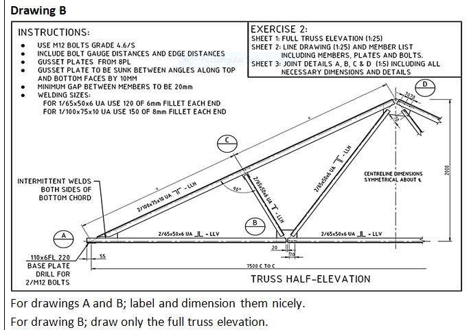 Solved Drawing B INSTRUCTIONS: USE M12 BOLTS GRADE 4.6/5 | Chegg.com