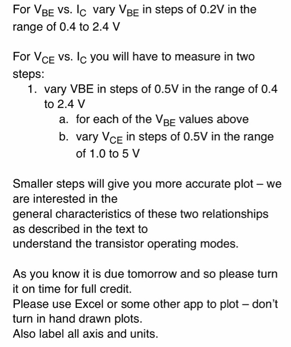 Solved For VBE VS. Ic vary VBE in steps of 0.2V in the range | Chegg.com