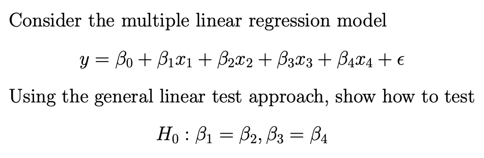 Solved Consider the multiple linear regression model y= Bo + | Chegg.com