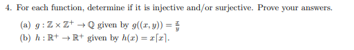 Solved 4. For each function, determine if it is injective | Chegg.com