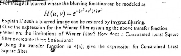 an image is blurred where the blurring function can | Chegg.com