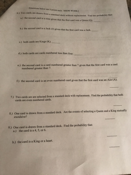 Solved IQuestions below are 2 points each. SHoW WORK.) 6.) | Chegg.com
