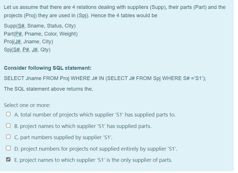 Solved Let us assume that there are 4 relations dealing with | Chegg.com