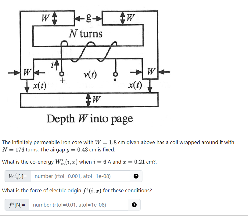 Solved Depth W ﻿into pageThe infinitely permeabile iron core | Chegg.com
