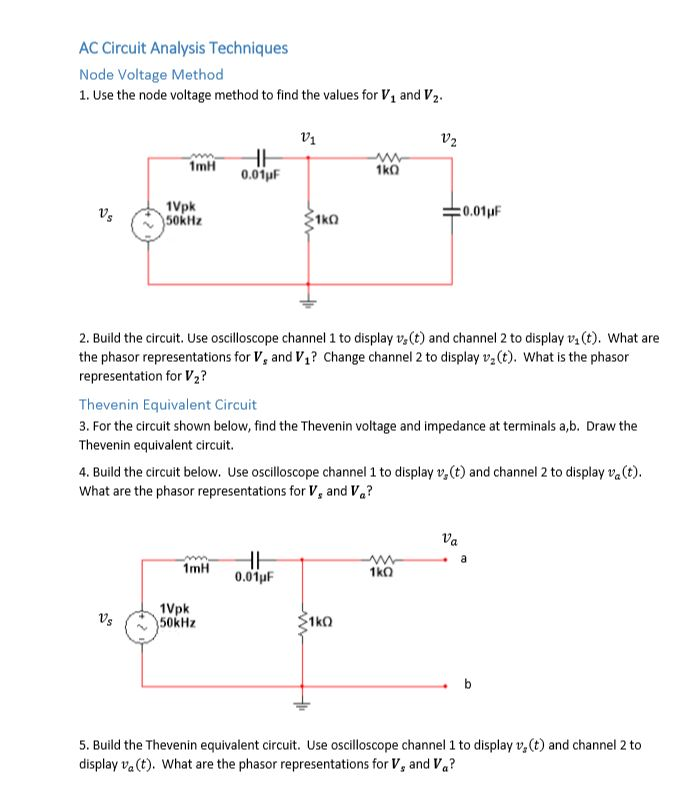 Solved AC Circuit Analysis Techniques Node Voltage Method 1. | Chegg.com