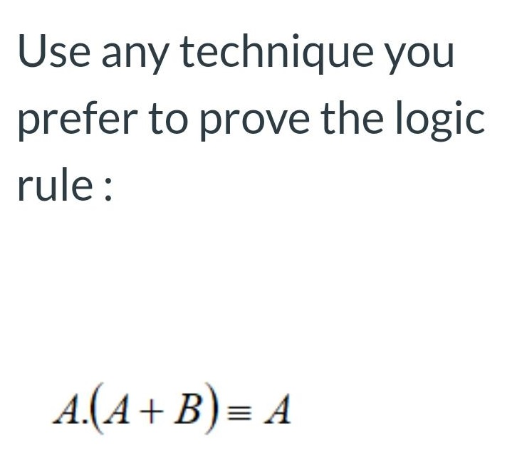 Solved Use any technique you prefer to prove the logic rule: | Chegg.com