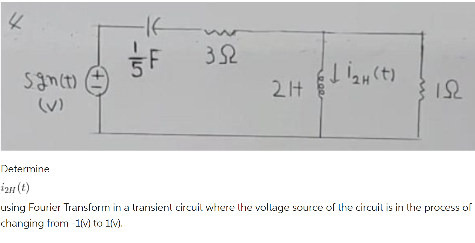 Solved Determine i2H(t) using Fourier Transform in a | Chegg.com