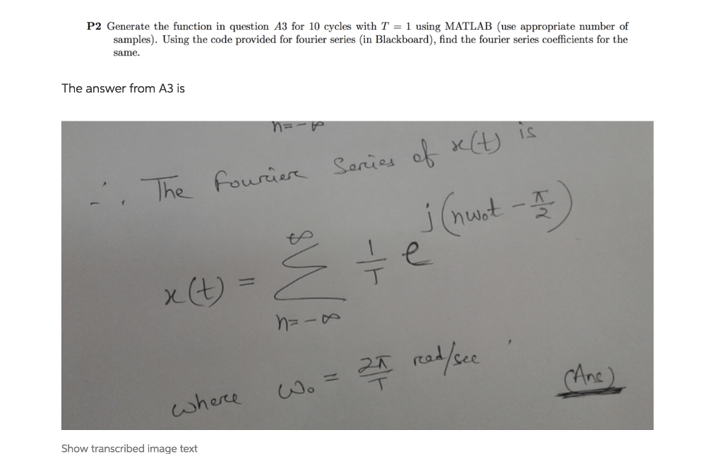 Solved P2 Generate the function in question A3 for 10 cycles | Chegg.com