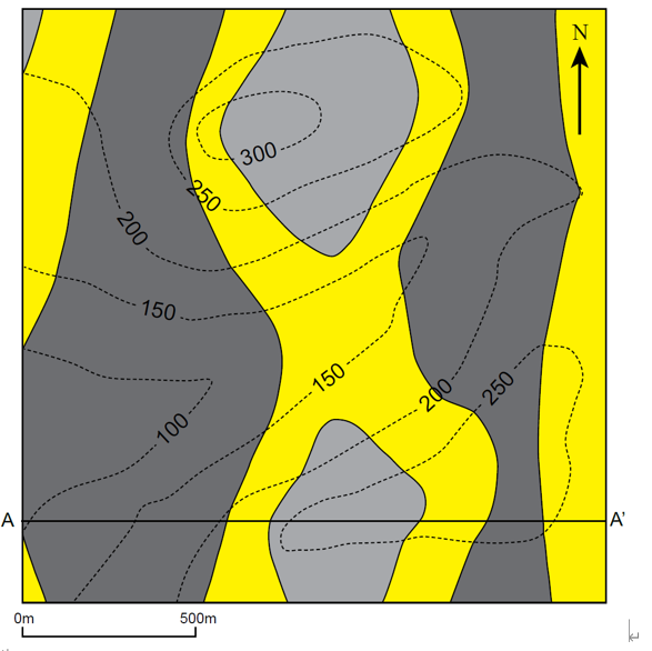 Solved Draw structure contours for each geological interface | Chegg.com