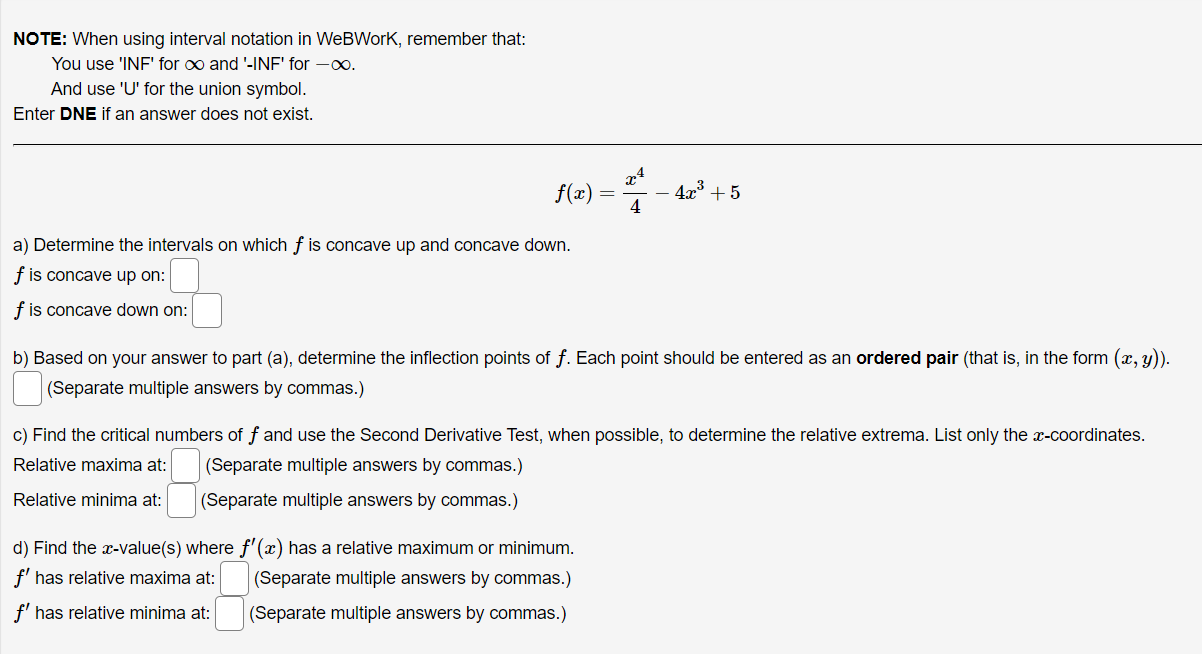Solved NOTE: When using interval notation in WebWork, | Chegg.com