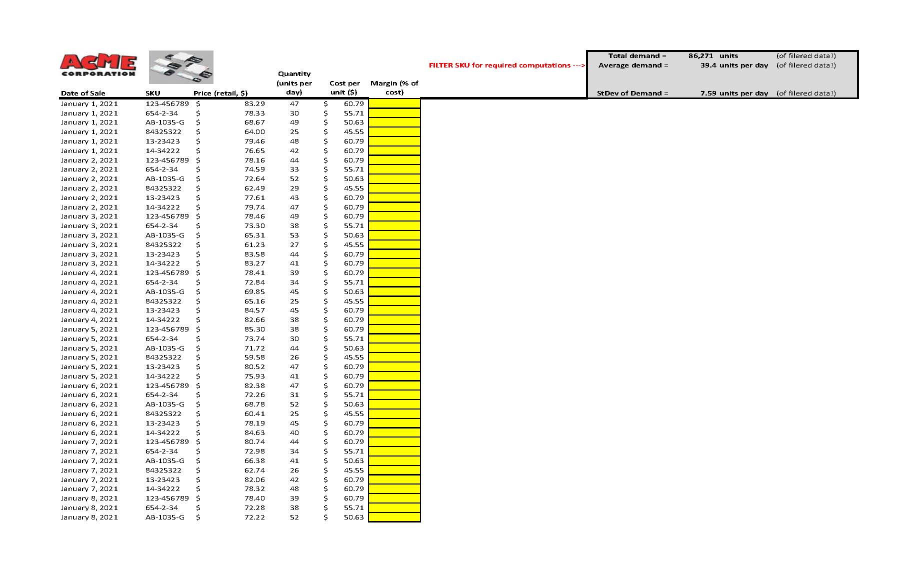 Solved Fill out the yellow sections and provide formulas | Chegg.com