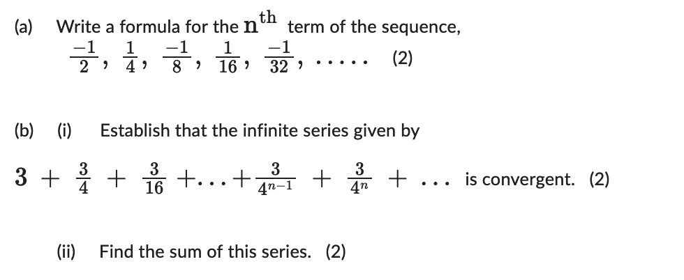 Solved (a) Write a formula for the nth term of the | Chegg.com