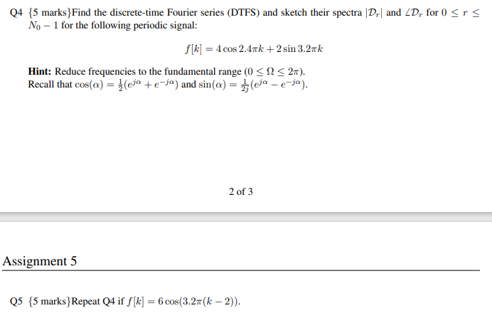 Solved 24 {5 marks } Find the discrete-time Fourier series | Chegg.com
