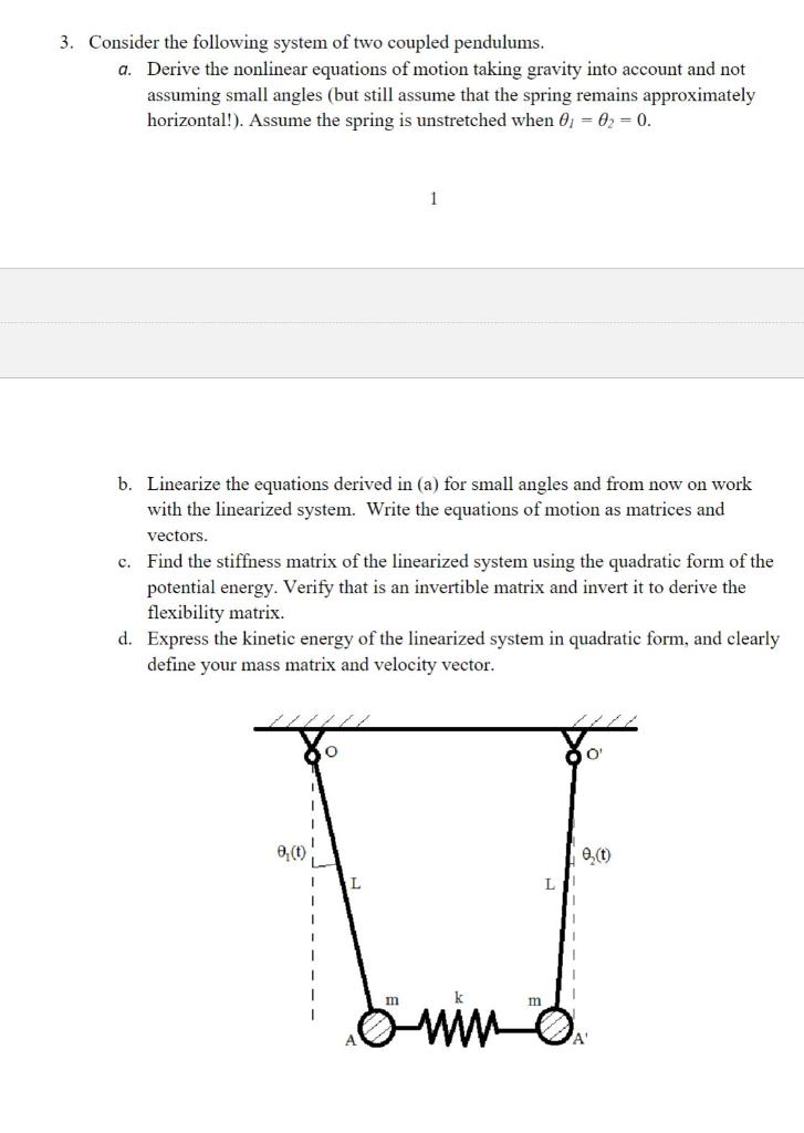 Solved 3. Consider the following system of two coupled | Chegg.com