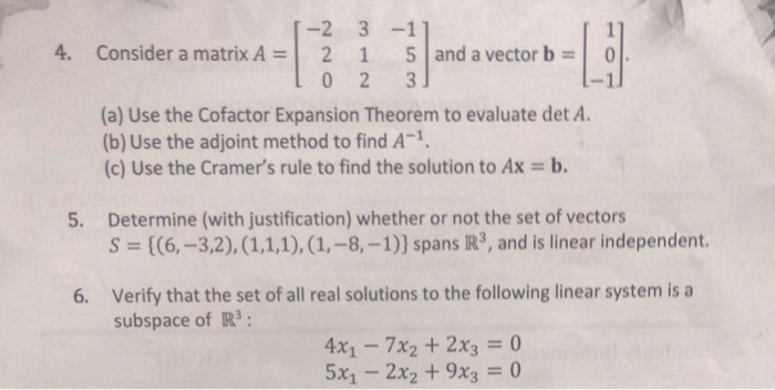 Solved 4. Consider a matrix A2 1 5 and a vector b 0 (a) Use | Chegg.com