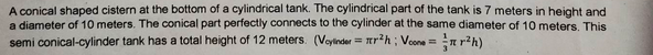 Solved A conical shaped cistern at the bottom of a | Chegg.com