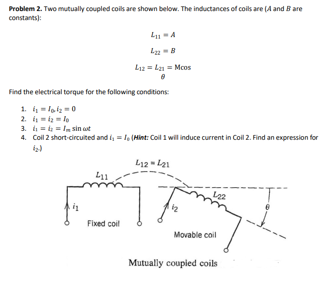Solved Problem 2. Two mutually coupled coils are shown | Chegg.com