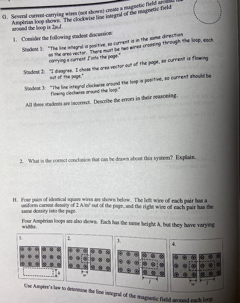 Solved G. Several current-carrying wires (not shown) create | Chegg.com