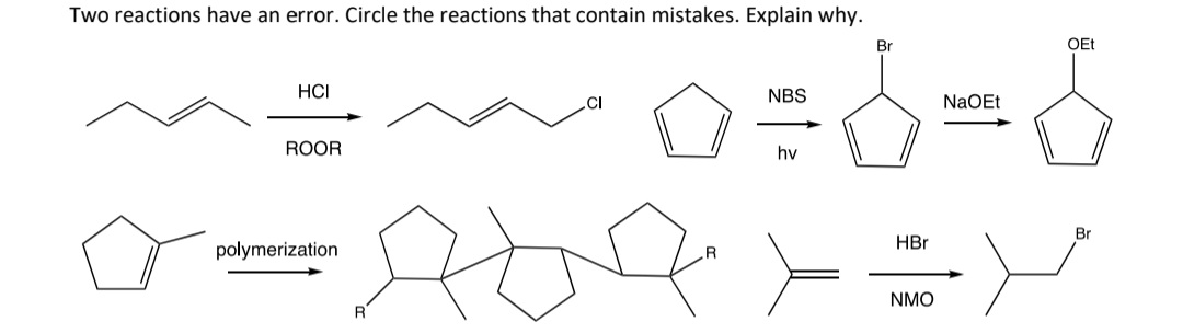 Solved Two reactions have an error. Circle the reactions | Chegg.com