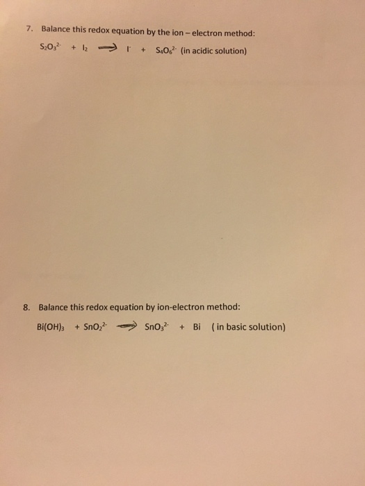 Solved Balance this redox equation by the ion - electron | Chegg.com