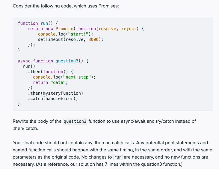 Solved Consider the following code, which uses Promises: | Chegg.com