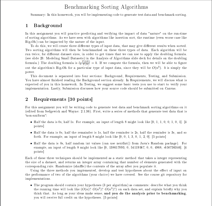 Benchmarking Sorting Algorithms Summary In This