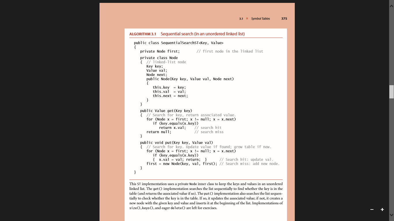 public class SequentialSearchST { | Chegg.com