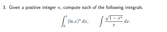 Solved 3. Given a positive integer n, compute each of the | Chegg.com