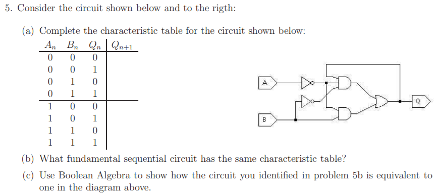 Solved 5. Consider the circuit shown below and to the rigth: | Chegg.com