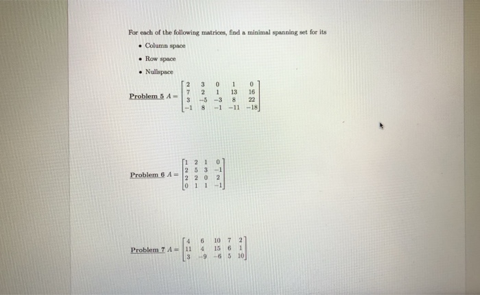 Solved Find a minimal spanning set for its column space, Row | Chegg.com
